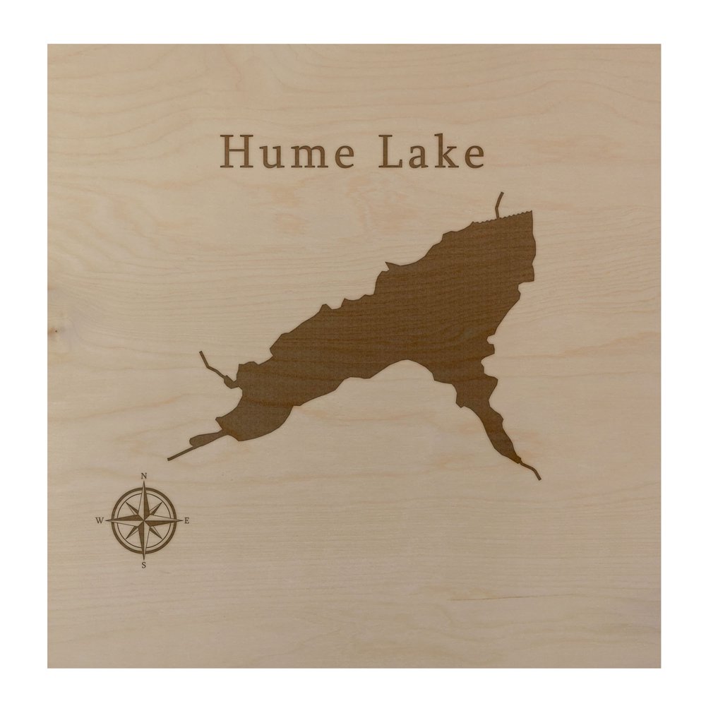 Hume Lake Map 12x12" Birch Wood Wall Art Office Decor Gift Engraved ...