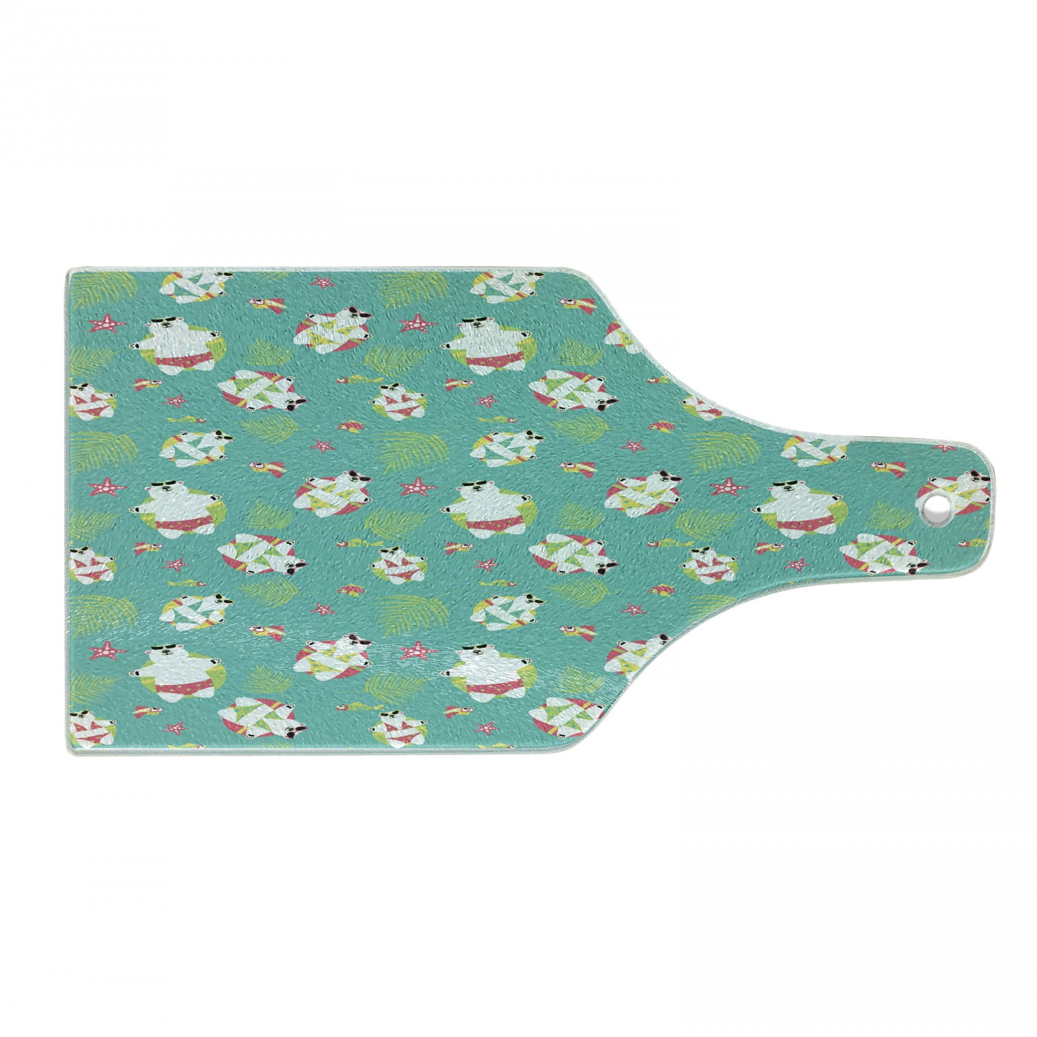 Summer Cutting Board, Sunbathing Polar Bears Cartoon Style Swimming ...