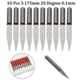 10Pcs 20 Degree 0.1mm Carbide PCB Engraving Bits CNC Router Tool 3 ...