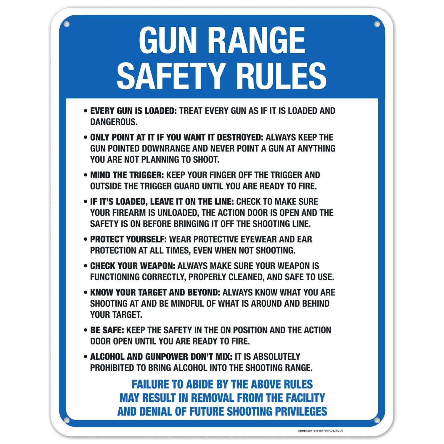 Gun Range Safety Rules Sign, - Walmart.com
