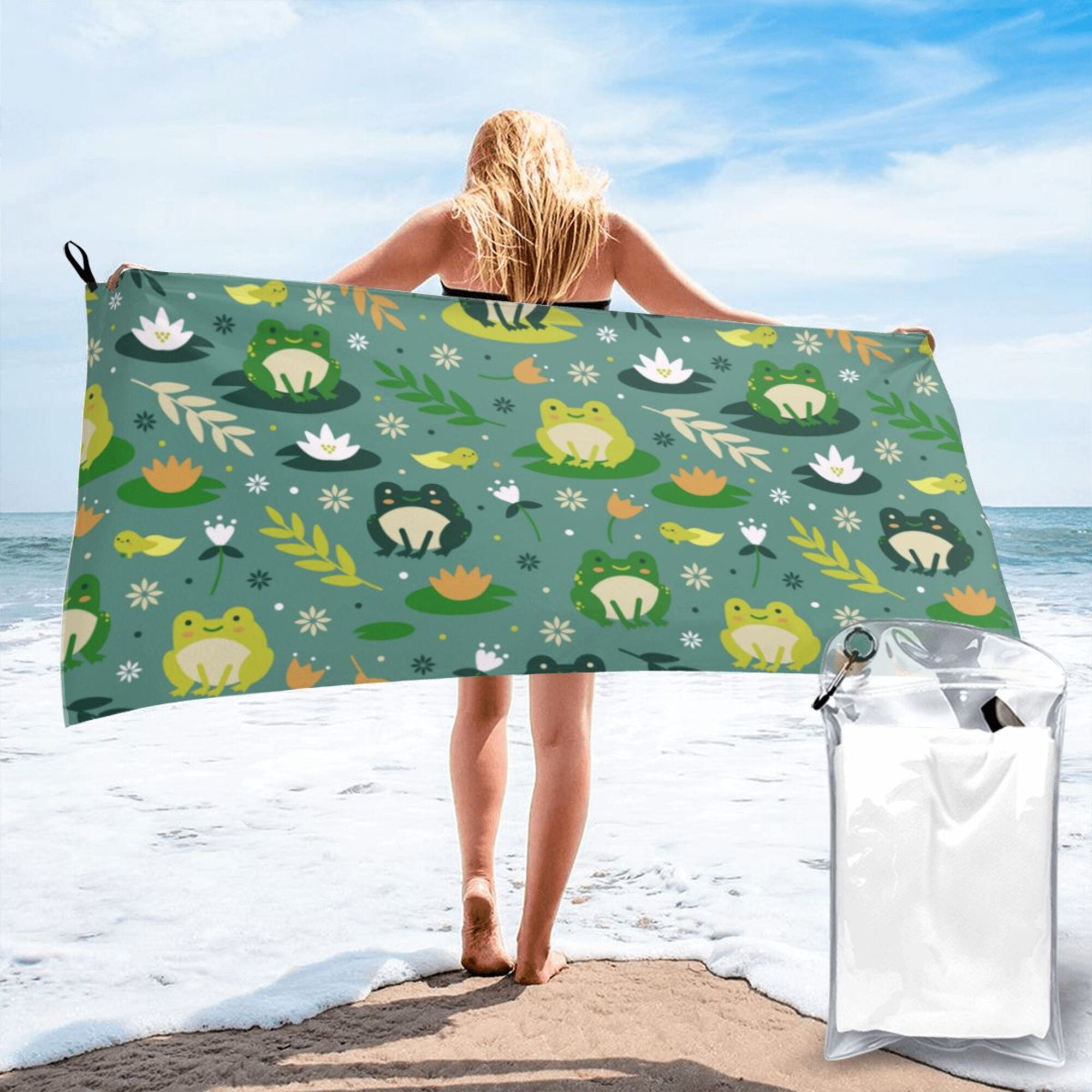 ZICANCN Microfiber Beach Towels, Green Happy Frogs Quick Dry Bath ...
