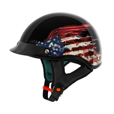 Raider Motorcycle Half Helmet DOT Approved (Matte Black), S-XL ...