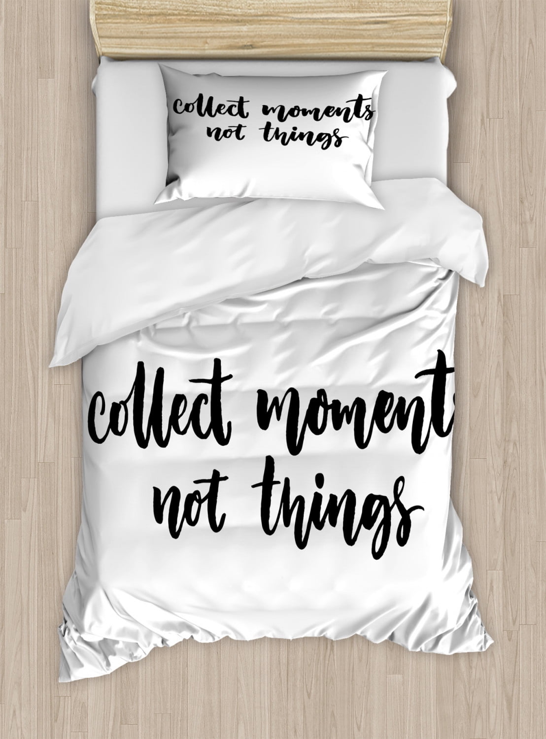 Saying Duvet Cover Set Twin Size, Monochromatic Design of Lettering on ...