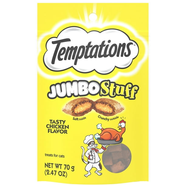 TEMPTATIONS Jumbo Stuff Crunchy and Soft Cat Treats Tasty Chicken ...