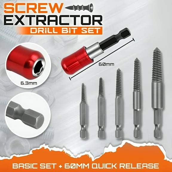 12 Piece Easy Out Small to Large Screw Extractor Kit Set Easy Out Screw ...