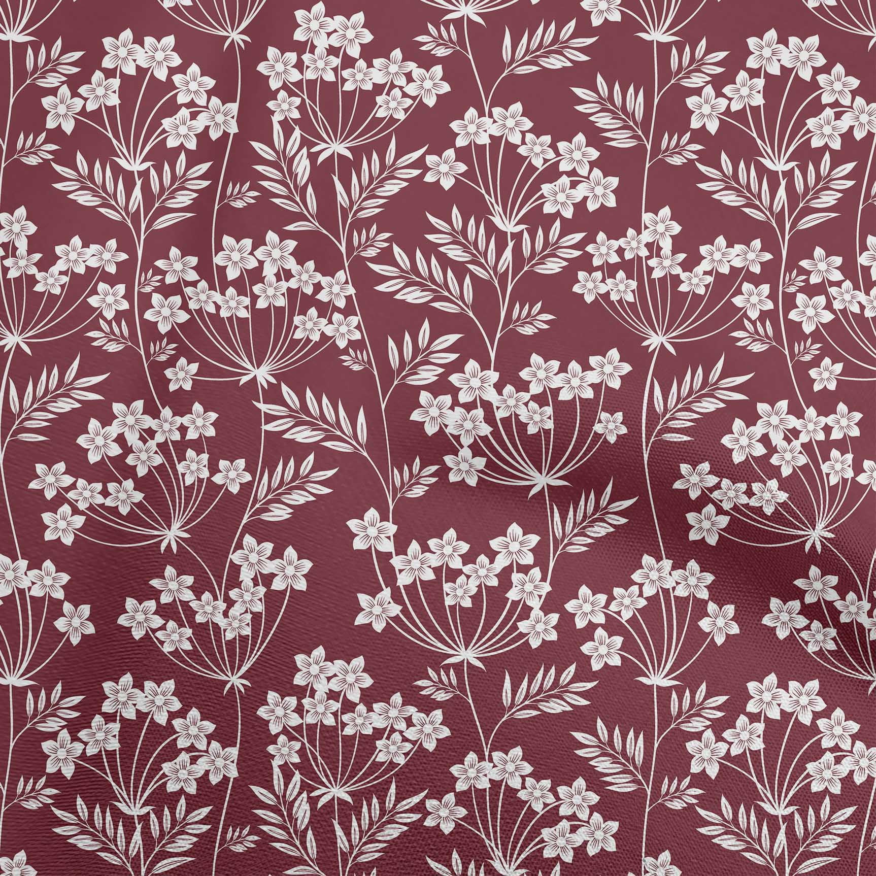 oneOone Cotton Jersey Maroon Fabric Floral Silhouette Sewing Material ...