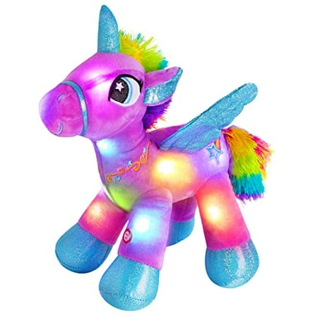 Houwsbaby Glow Unicorn Light Up Stuffed Animal Soft LED Horse Plush Toy ...