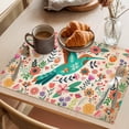 Boho Floral Bird Cotton Linen Placemats Set of 4, Leaf Colorful Cartoon ...