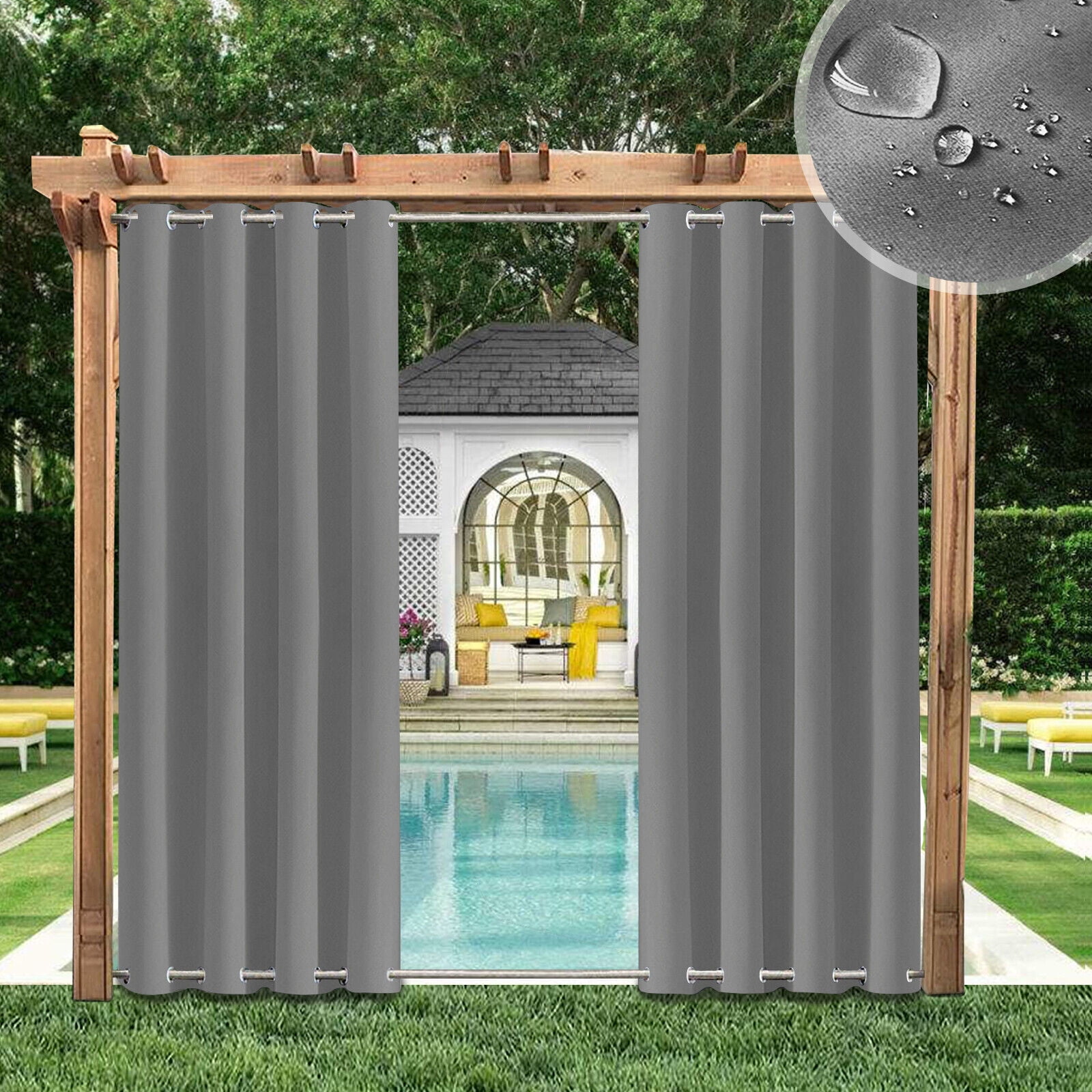 CJC Indoor Outdoor Waterproof Curtains, Insulated Privacy Blackout ...