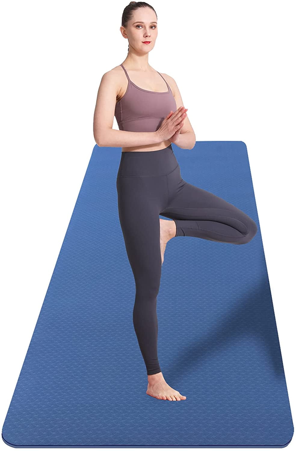 UMINEUX Extra Wide Yoga Mat 1/4" Thickness TPE Yoga Mats Non Slip, Navy ...