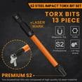 Impact Torx Bit Set 13pcs (T10-T55),3" Security Torx Bit Set, Tamper ...