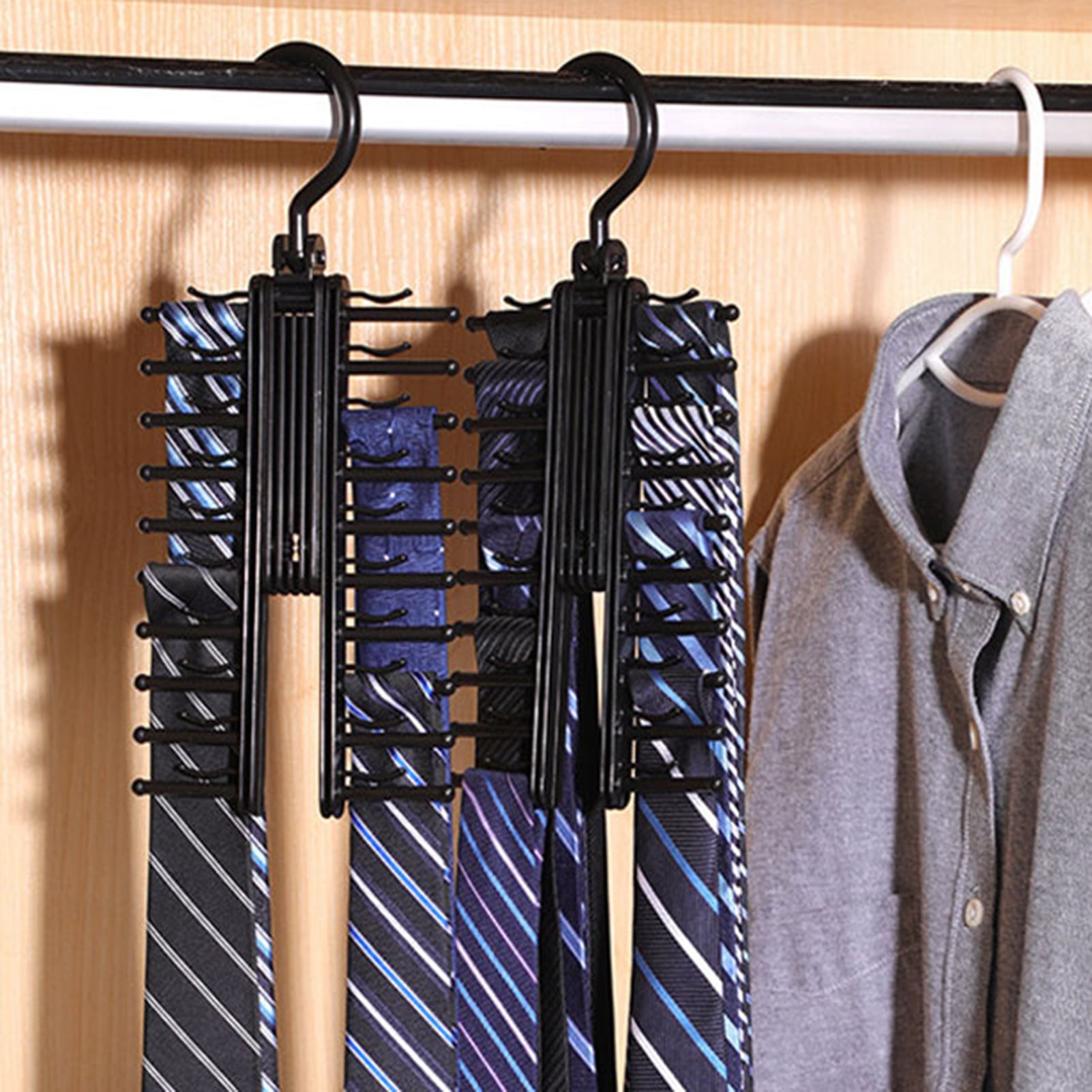 Washranp Black Tie Rack,360 Degree Rotating Scarf Shawl Belt Hanger ...