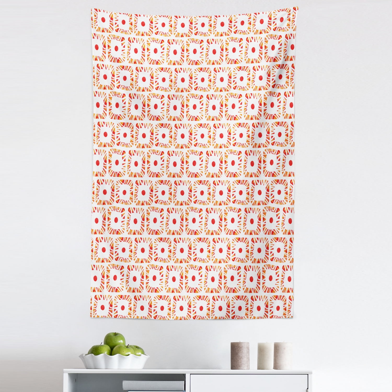 Aztec Tapestry, Abstract Trippy Grunge Odd Shapes with Large Dots ...