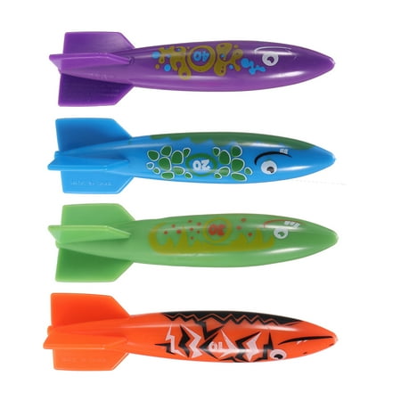 4PCS Swimming Torpedo Rocket Throwing Toy Pool Diving Summer Kid ...