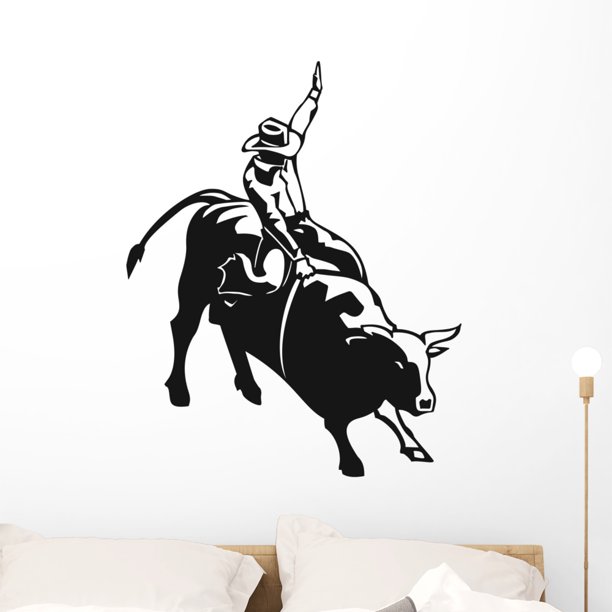 Bull Riding Vinyl Ready Wall Decal by Wallmonkeys Peel and Stick ...
