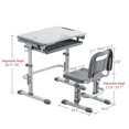 Adjustable Student Desk & Chair Set, White Lacquered, Light Grey ...
