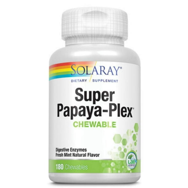 Tabletas masticables SOLARAY Super Papaya-Plex Mint 180 unidades ...