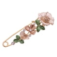 Brooch Pin， 3D Flower Decor Scarf Pin with Rhinestone Inlay Thick ...