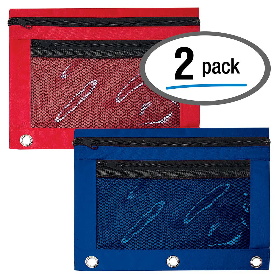 3 Ring Pencil Pouch, 2 Pack, with Mesh Window, 2 Compartments, Zipper ...