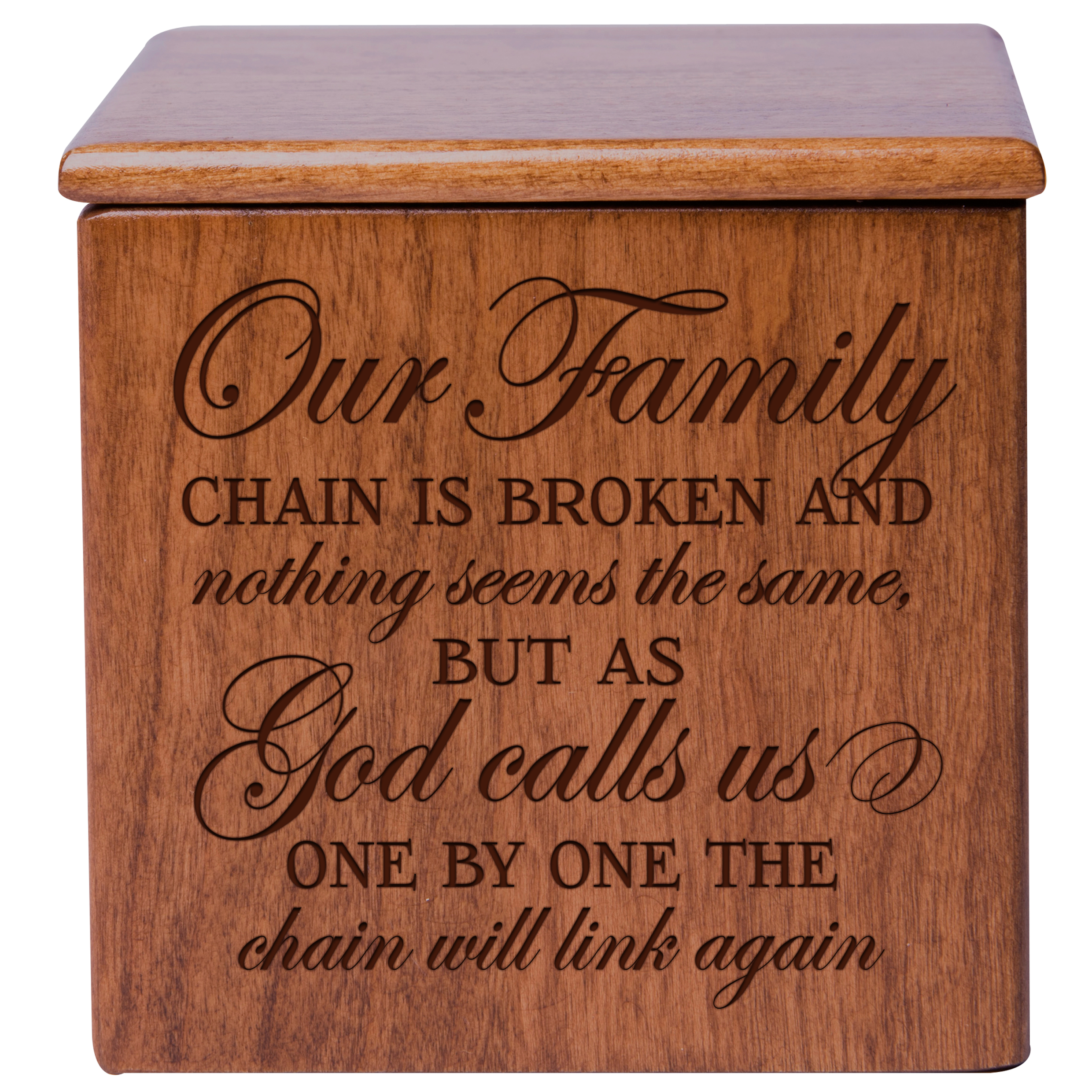 Engraved Cremation Urn - Our Family Chain Is Broken - Holds SMALL ...