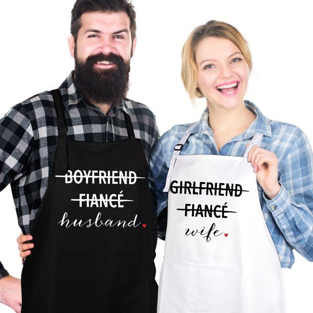 Prazoli His and Hers Aprons for Couples Engagement Mr Mrs, Boyfriend ...