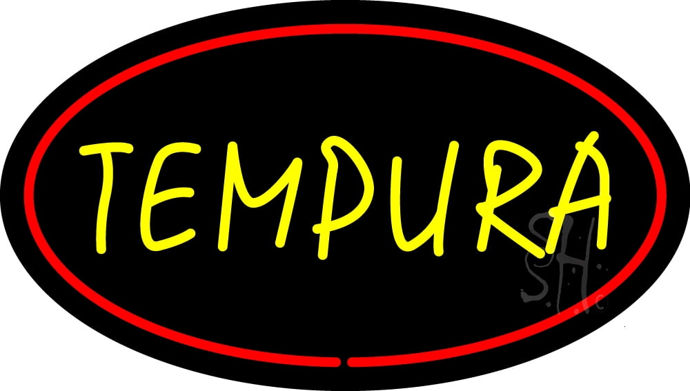 Tempura Oval Red LED Neon Sign 20 x 37 - inches, Black Square Cut ...