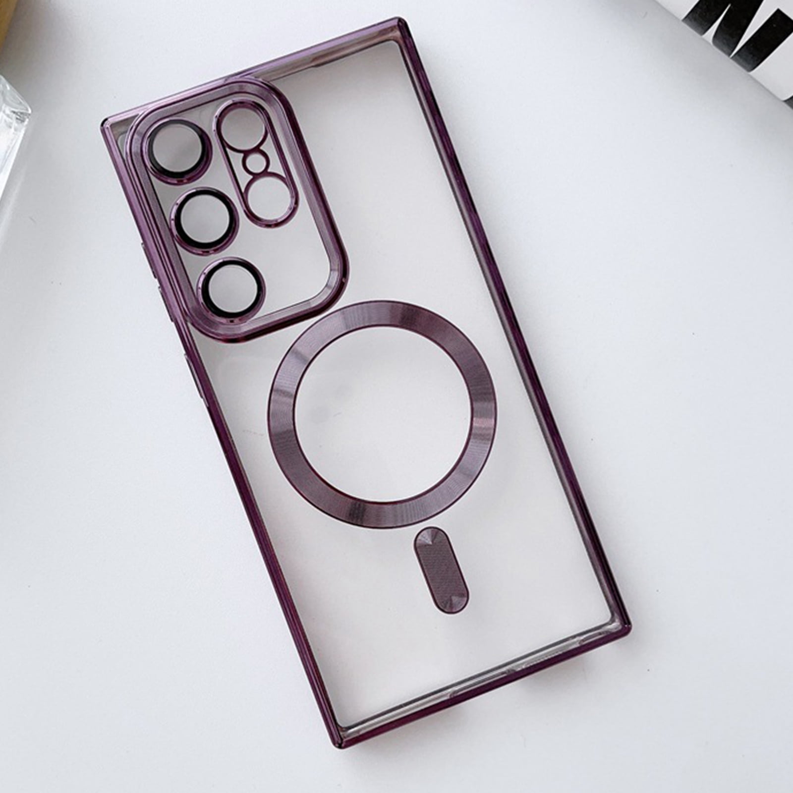 Clear Magnetic Case Compatible with Samsung Galaxy S25 Ultra MagSafe with Camera Lens Protector ...