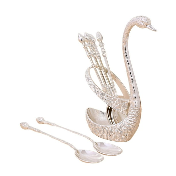 Swan Spoon Organizer, Swan Base Holder, Coffee Cake Teaspoon Dessert ...