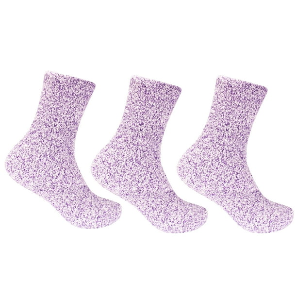 Chirpy Socks Women's Fuzzy Warm Feather Soft Socks - Deep Purple - 3prs ...