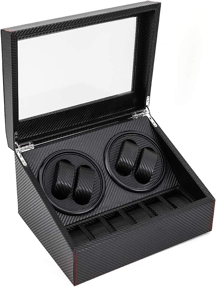 SHZICMY Rotation Watch Box,4+6 Auto Rotation Leather Watch Winder ...