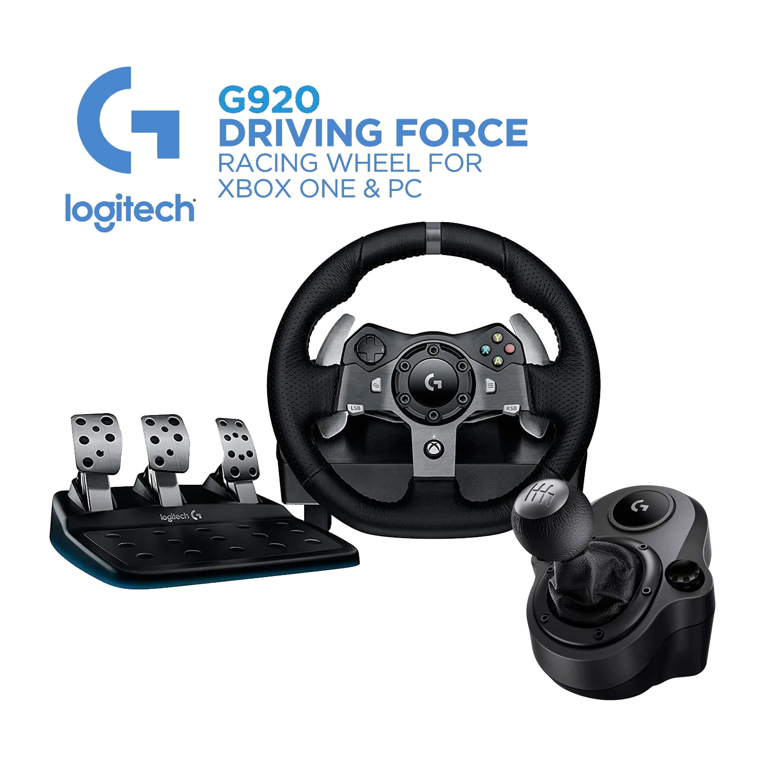 KIT GAMER Logitech Volante Pedales Y Palanca PARA XBOX ONE Y PC G920 Y ...