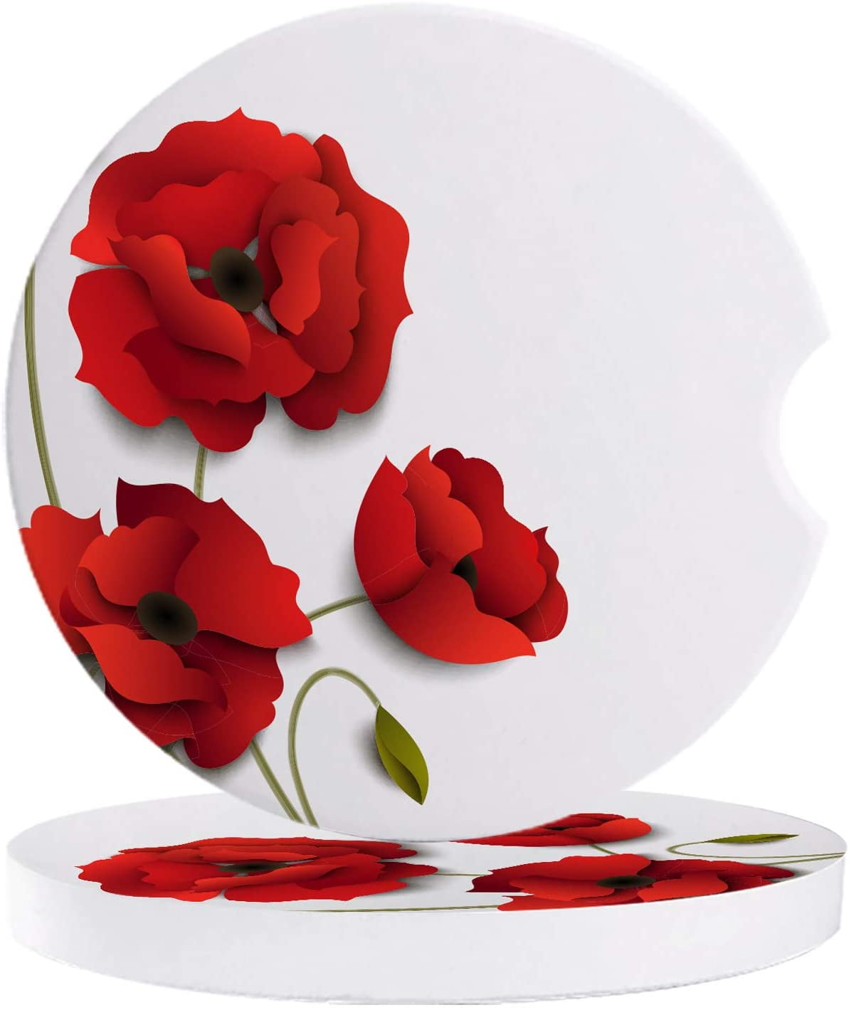 FMSHPON Red Poppy Flowers Vivid Petals Natural Plants Set of 6 Car ...