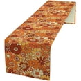 Boho Floral Table Runner, Vintage 70s Hippie Bright Orange Flowers ...