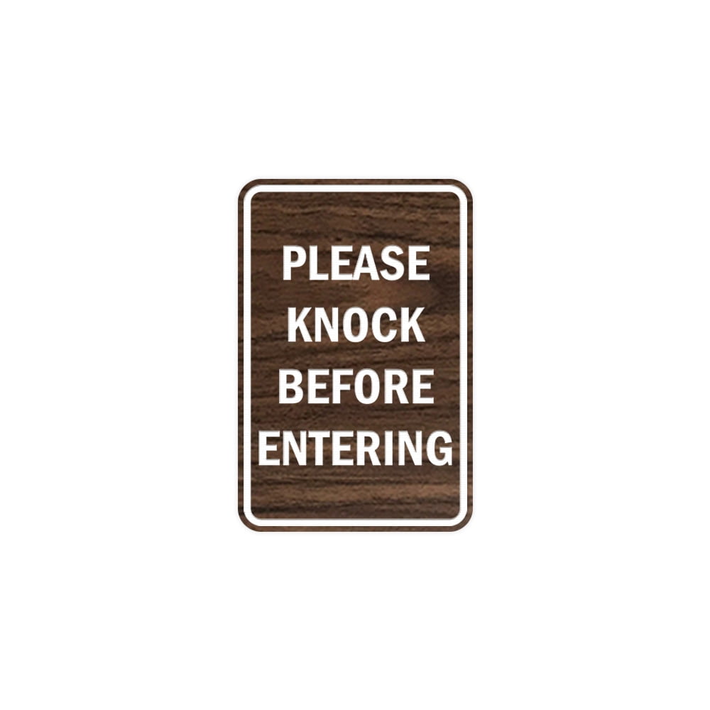 Portrait Round Please Knock Before Entering Sign (Walnut) - Small 4" x ...