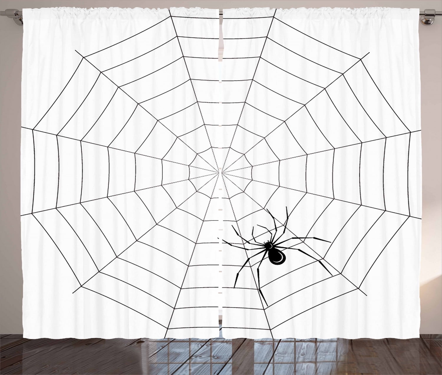 Spider Web Curtains 2 Panels Set, Toxic Poisonous Insect Thread Crawly ...
