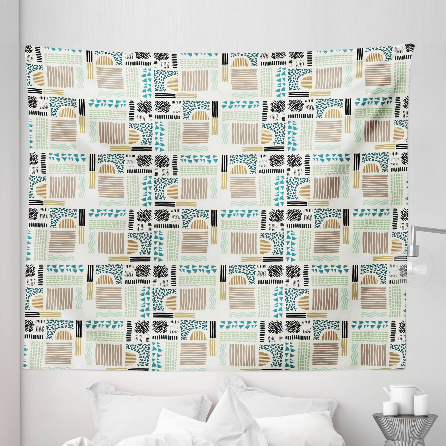 Aztec Tapestry, Geometric Shapes in Hand Drawn Style Prehistoric Art ...