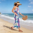 All-Over Print Backless Cross Strap Slip Dress, Loose A-Line Slim Fit ...
