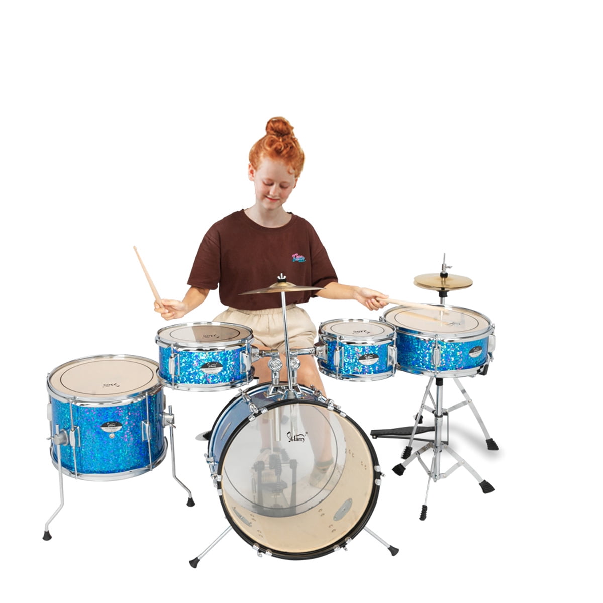 Buy Kepeak Glarry 16in 5-Piece Complete Kids Junior Drum Set with Bass ...