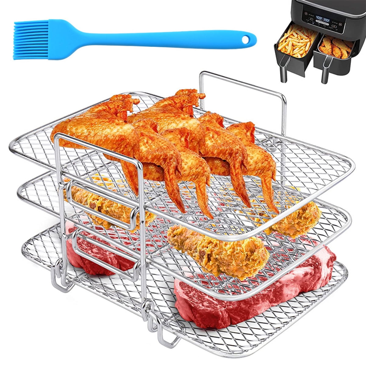 Air Fryer Rack Compatible with Ninja Foodi Dual Air Fryer Dehydrator ...