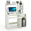 Computer Desk with Book Storage Shelves, PC Laptop Study Table, Bedroom ...