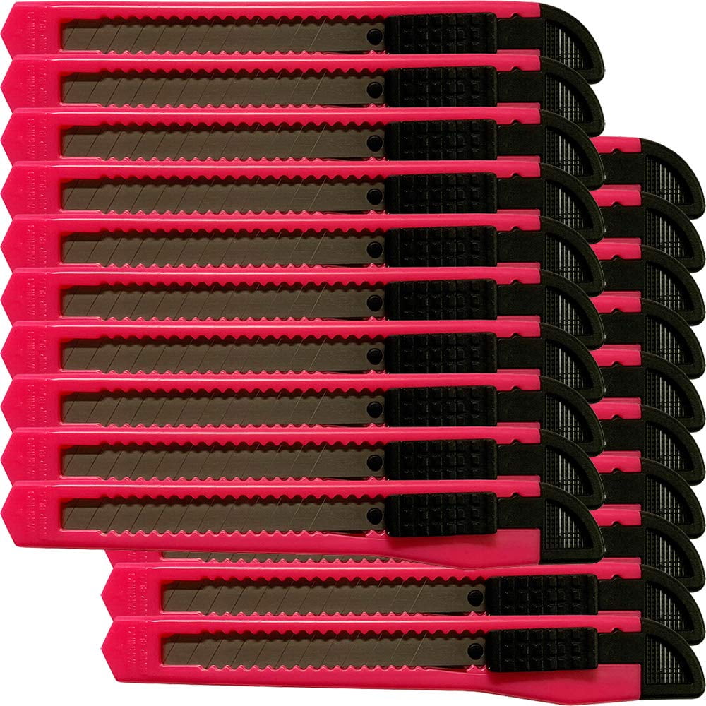 20x Bulk Small Neon Pink Utility Knife Box Cutters Snap Off Blade 9MM ...