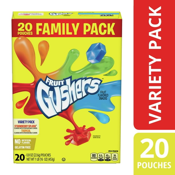 Gushers Fruit Flavored Snacks, Variety Pack, Strawberry and Tropical ...