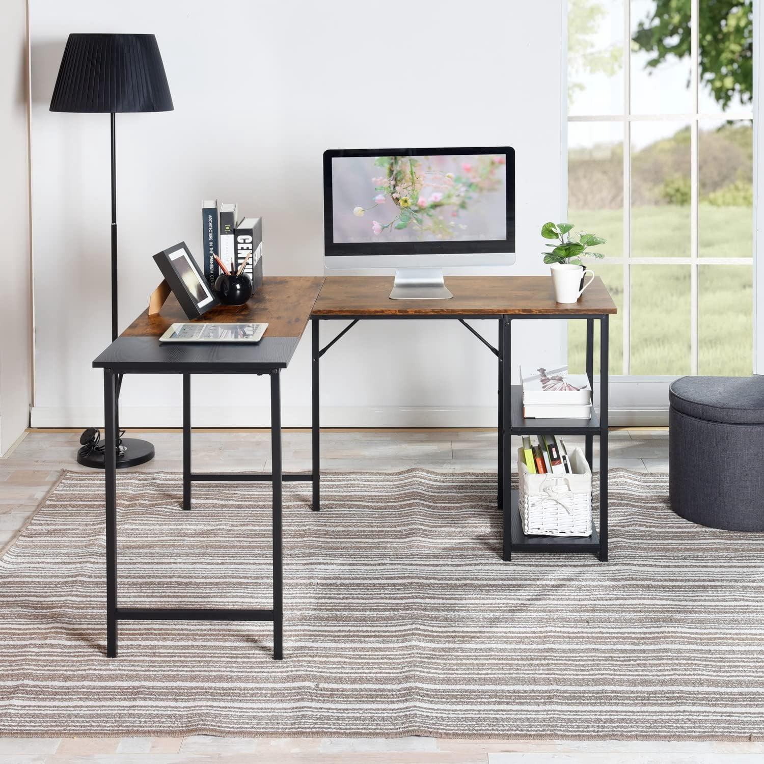 Escritorio de Computadora FurnitureR IBARRA 124CM Marron Moderno ...