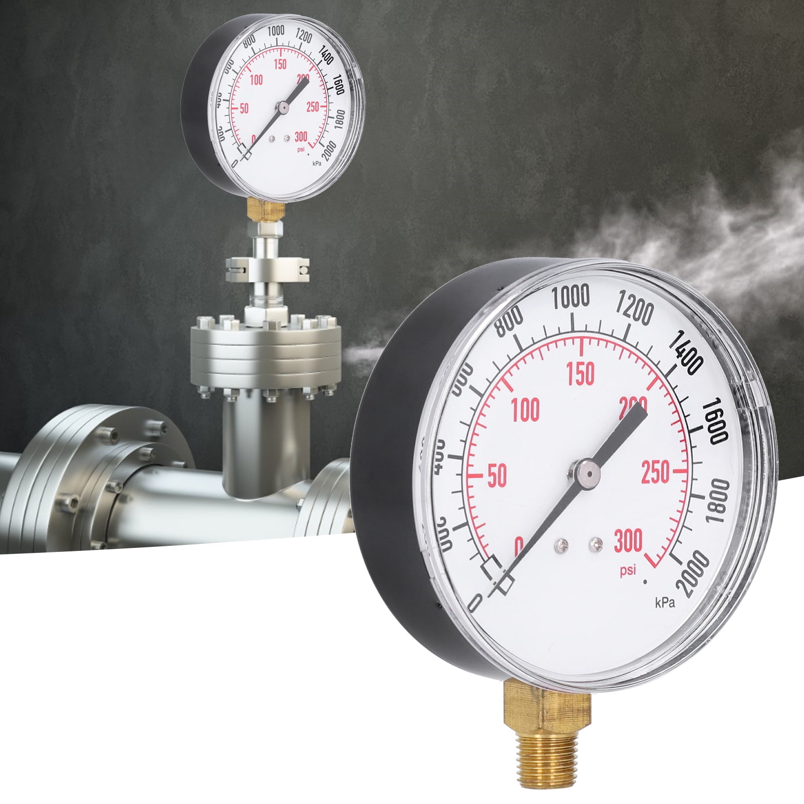 Gupbes Dual Scale Manometer,0‑2000kpa 0‑300psi Double Scale Vacuum ...