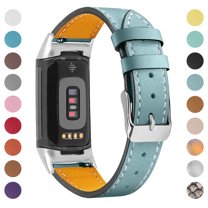 REQO Leather Bands Compatible for Fitbit Charge 6/Charge 5, Genuine ...