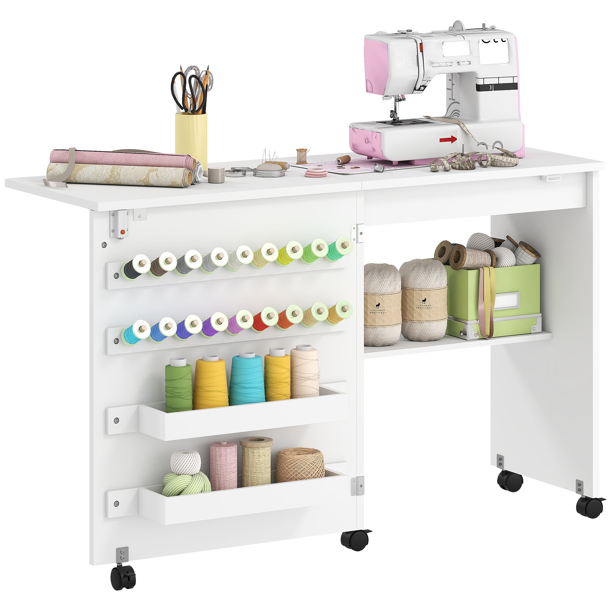Click here for Homcom Folding Sewing Table  Rolling Craft Table W... prices