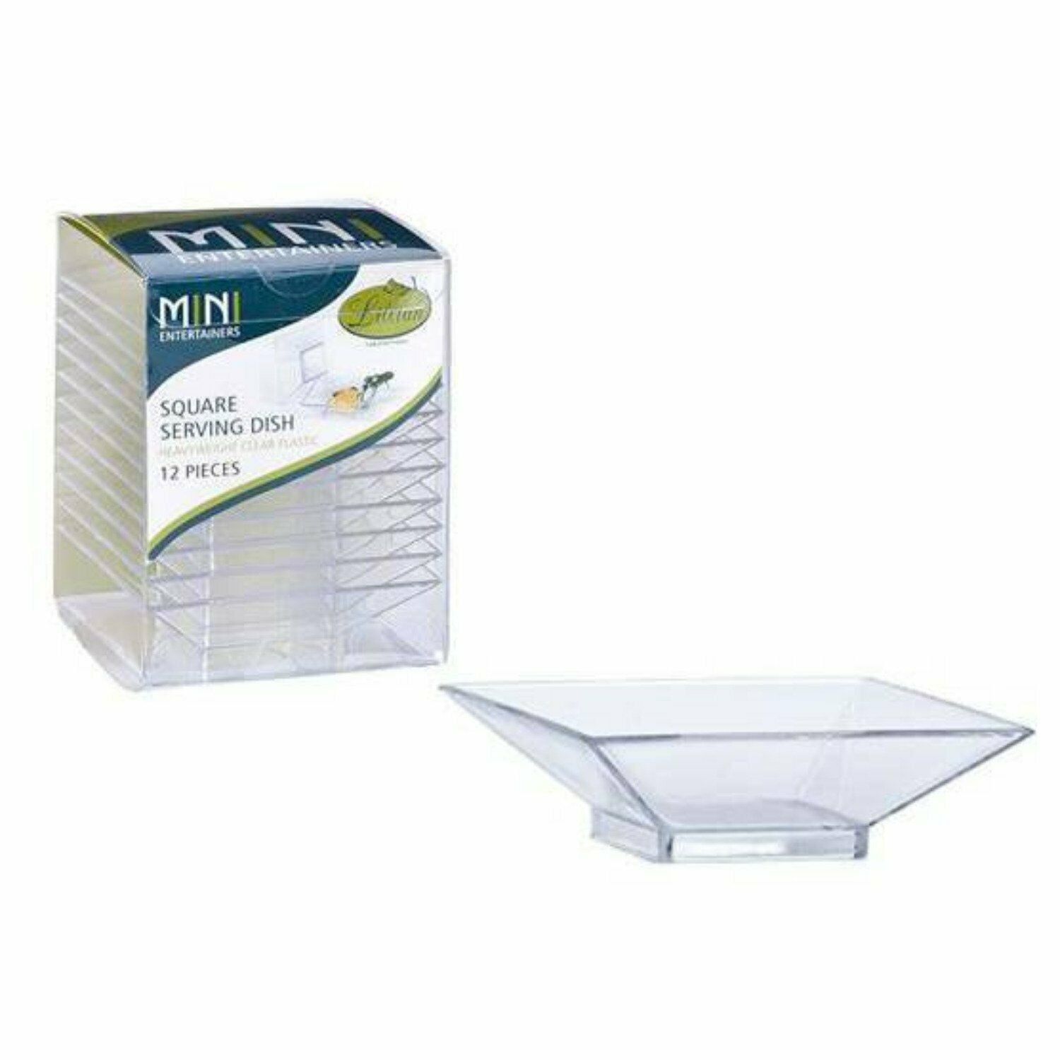 Lillian Heavyweight Clear Plastic Mini Square Serving Dish 12 Count ...