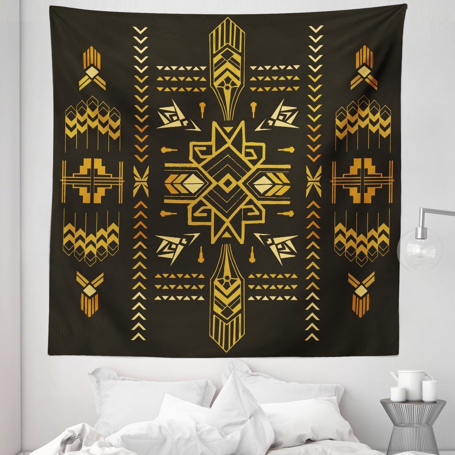 Geometric Tapestry, Tribal Hand Drawn Vintage Aztec Background in ...