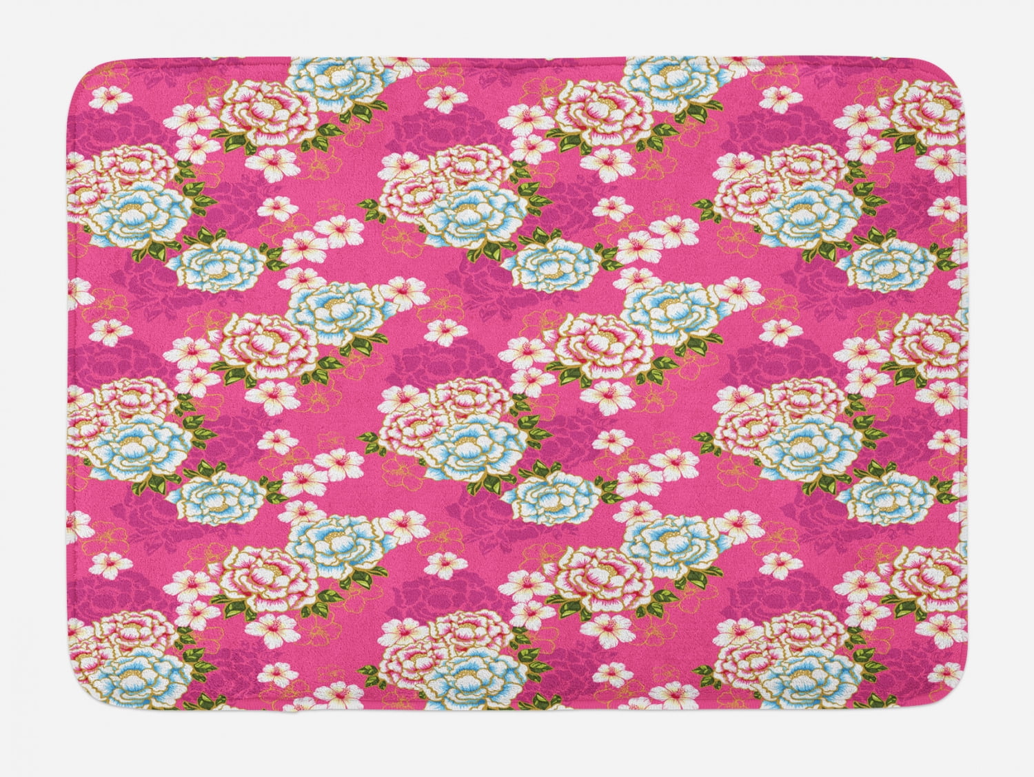 Traditional Bath Mat, Vivid Botanical Pattern from Taiwan Hakka Culture ...