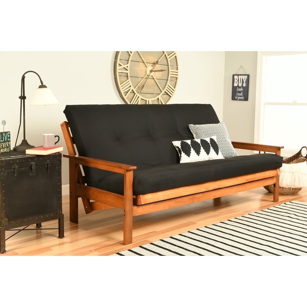 Albany Futon in Barbados Finish, Twill Black Mattress - Walmart.com